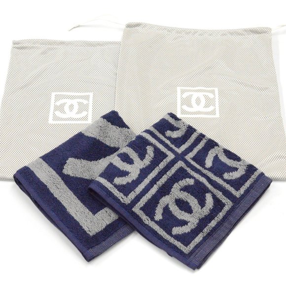 CHANEL | Other | Chanel Sports Line Towel Handkerchief Set Navy X Gray ...